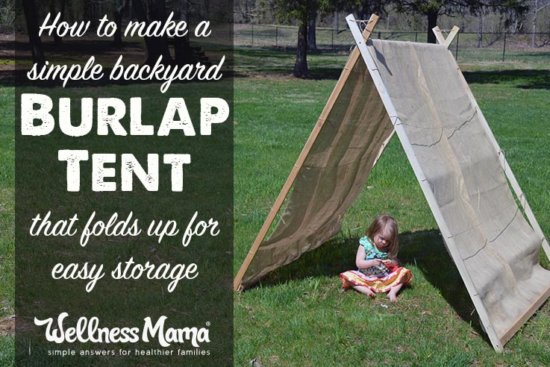 DIY Kids Burlap Tent Tutorial | Wellness Mama